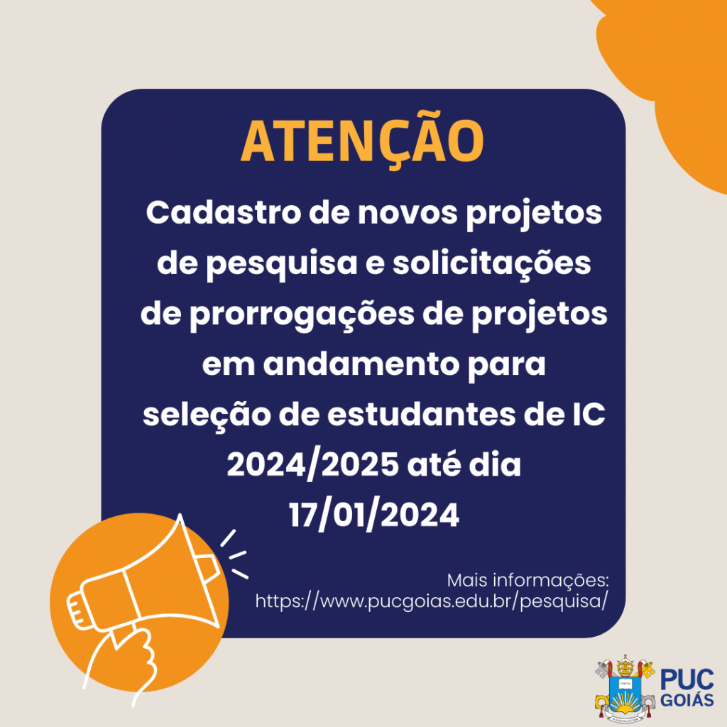 Cadastro de Novos Projetos de Pesquisa e Prorrogação - PUC Goiás Cadastro de Novos Projetos de Pesquisa e Prorrogação - PUC Goiás